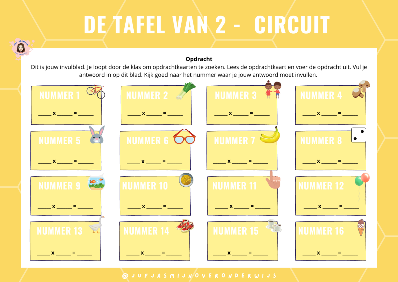 Tafel van 2 – circuit | Juf Jasmijn over onderwijs
