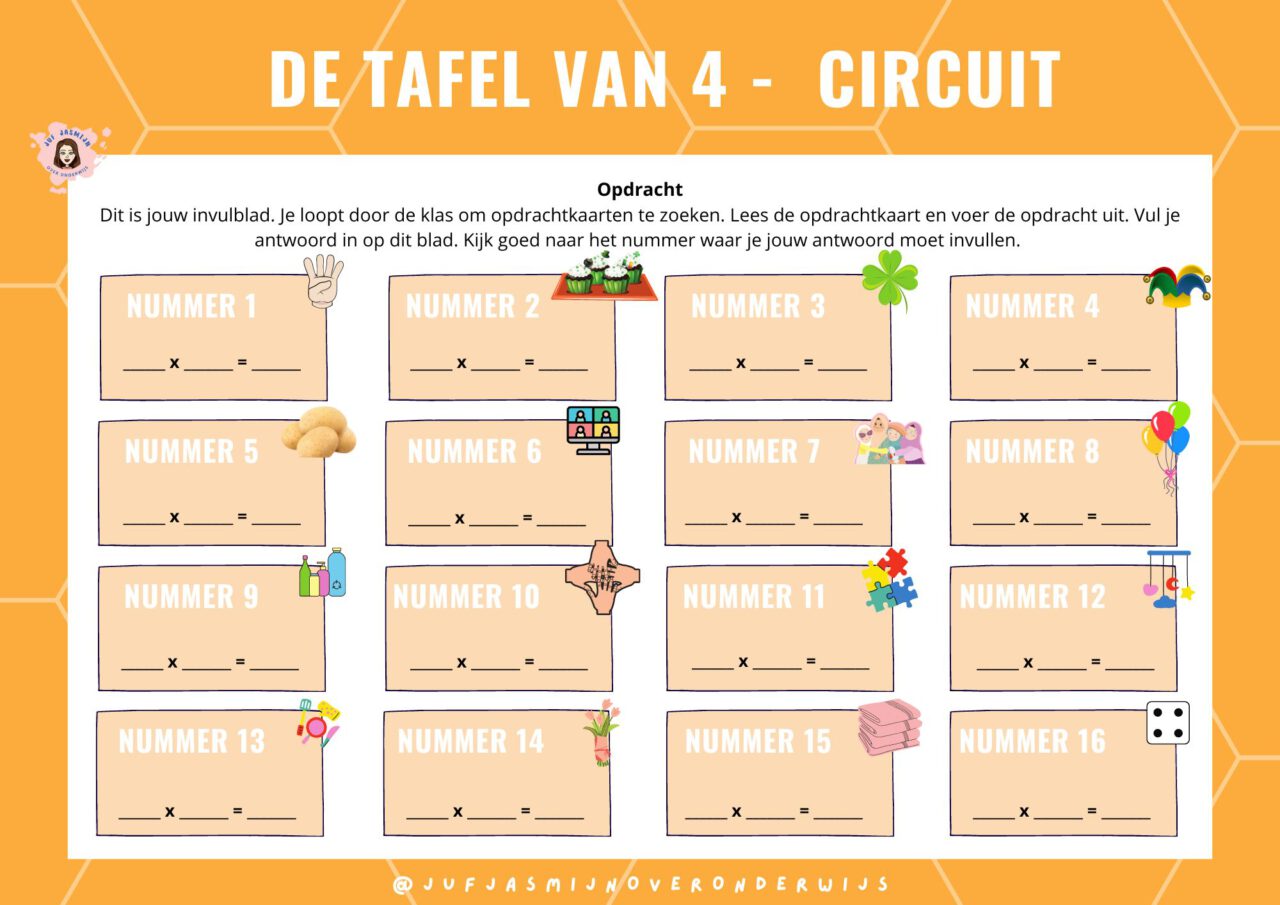 Tafel van 4 – circuit | Juf Jasmijn over onderwijs