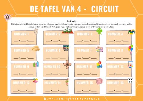 Tafel van 4 – circuit | Juf Jasmijn over onderwijs