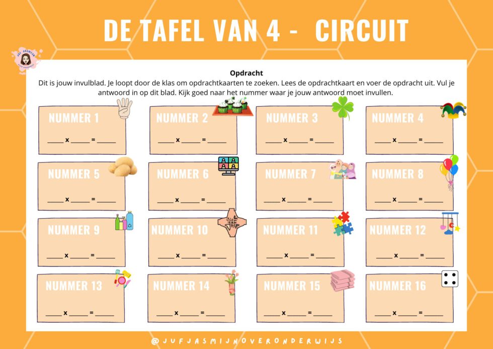 Tafel van 4 – circuit | Juf Jasmijn over onderwijs