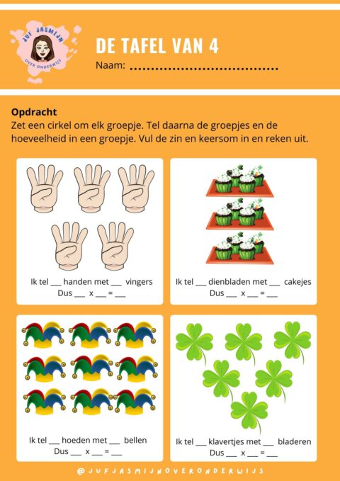 Tafel van 4 – werkboekje | Juf Jasmijn over onderwijs