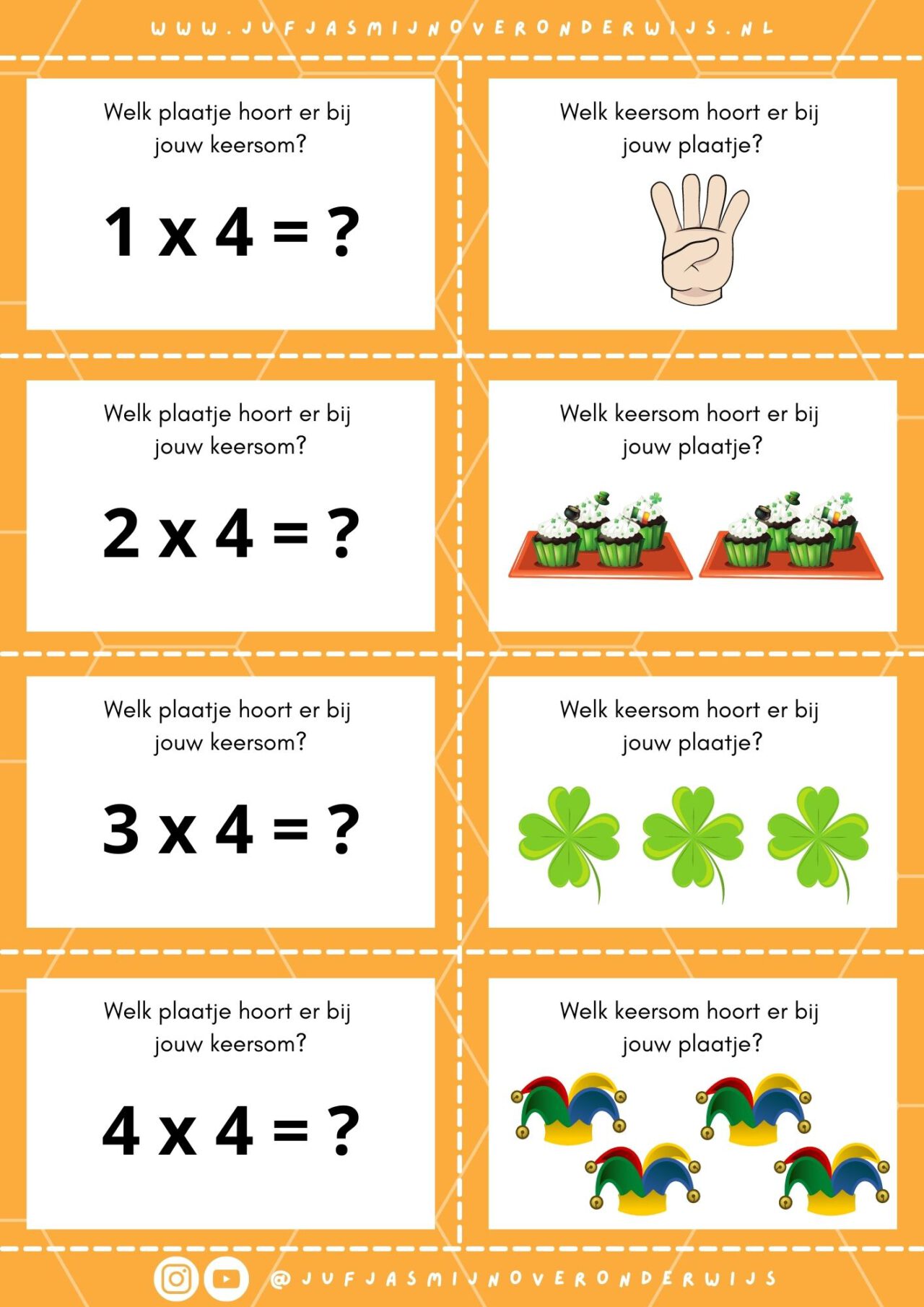 Tafel van 4 – memorie | Juf Jasmijn over onderwijs