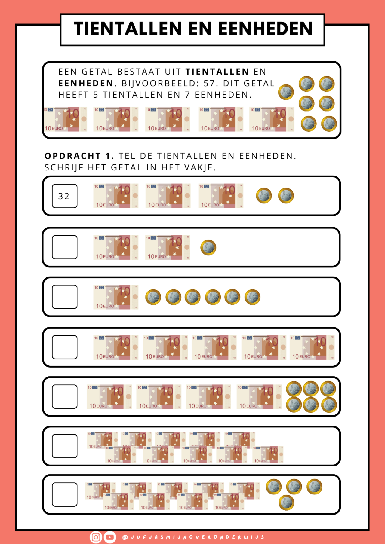 Tientallen en eenheden – werkblad 2 | Juf Jasmijn over onderwijs